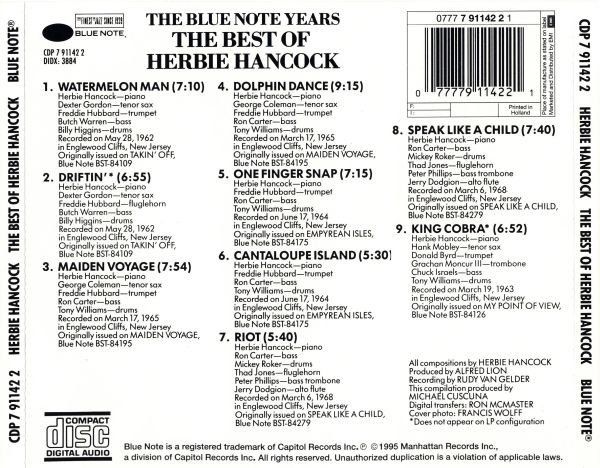 Herbie Hancock BEST OF Blue Note Years Grachan Moncur III CD (Gebraucht ...