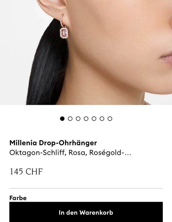 Millenia Drop-Ohrhänger Oktagon-Schliff, Rosa, Roségold (Neu und ...