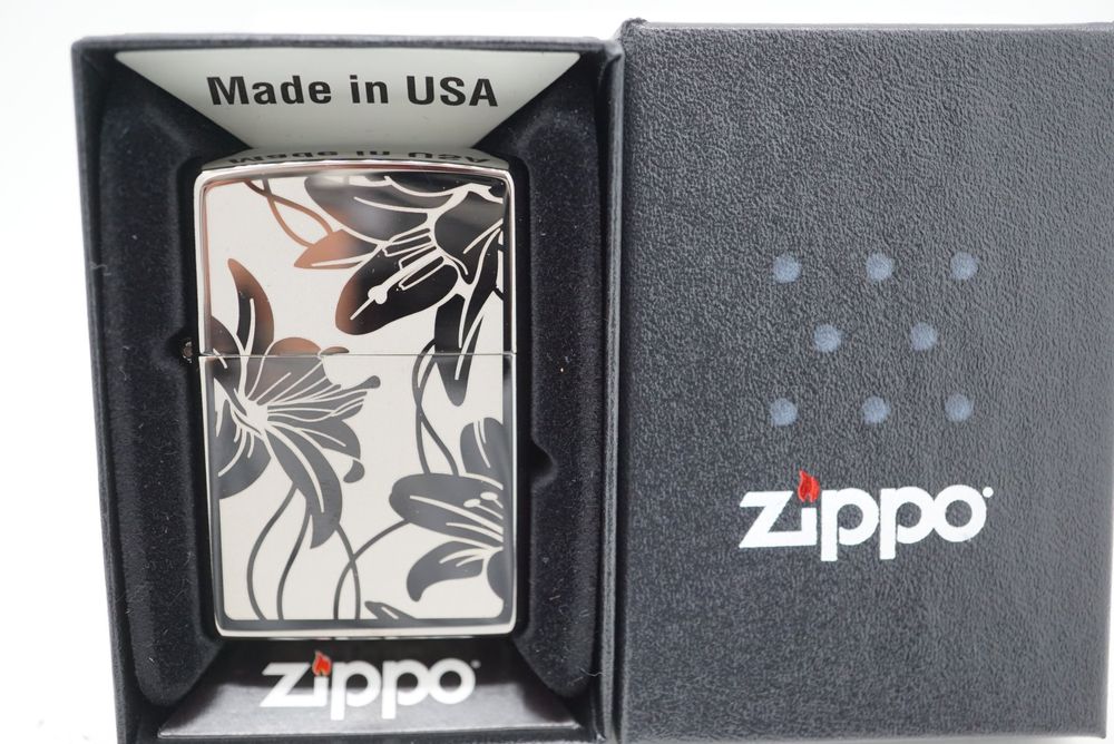 ZIPPO® FLOWER DESIGN - BLACK CHROME- 2017 - UNGEZUENDET | Kaufen auf Ricardo