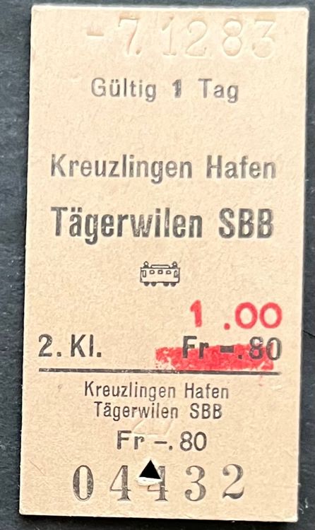 Kreuzlingen Hafen Tägerwilen SBB/ Billett 1983 (Gebraucht) in Wabern für CHF 1.5 – mit Lieferung ...