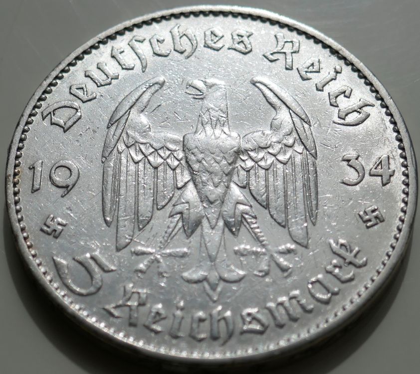 5 Reichsmark 1934 J, Silber | Kaufen auf Ricardo
