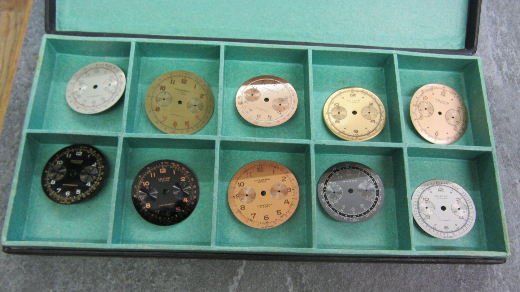 10 Stk. Zifferblatter Chronographe Vintage Uhren in Box (Gebraucht) in ...