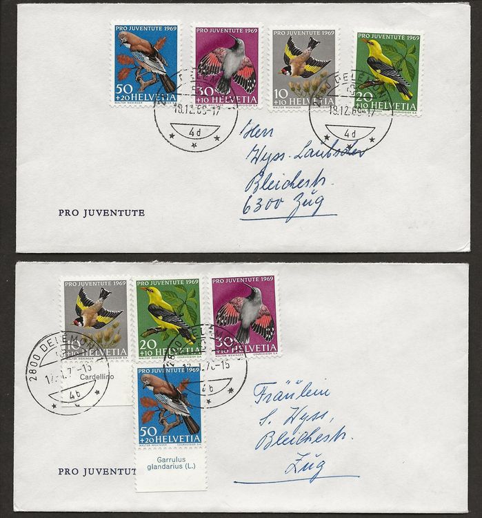 1969 Pro Juventute Briefli + PJ Satz Frankatur Kat CHF 120.- (Gebraucht ...