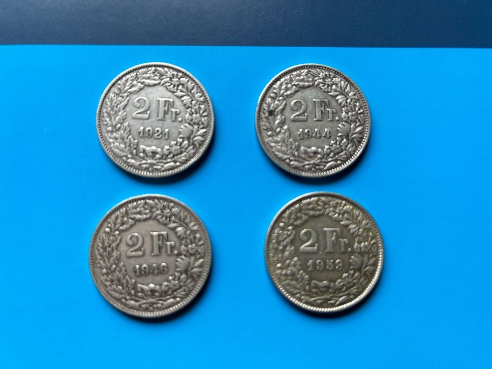 4 x 2 Franken Silber 1921/1944/1946/1959 | Kaufen auf Ricardo