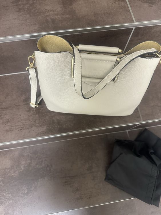 Elegante Echtleder Tasche beige neu (30x28x10 cm) (Neu und ...