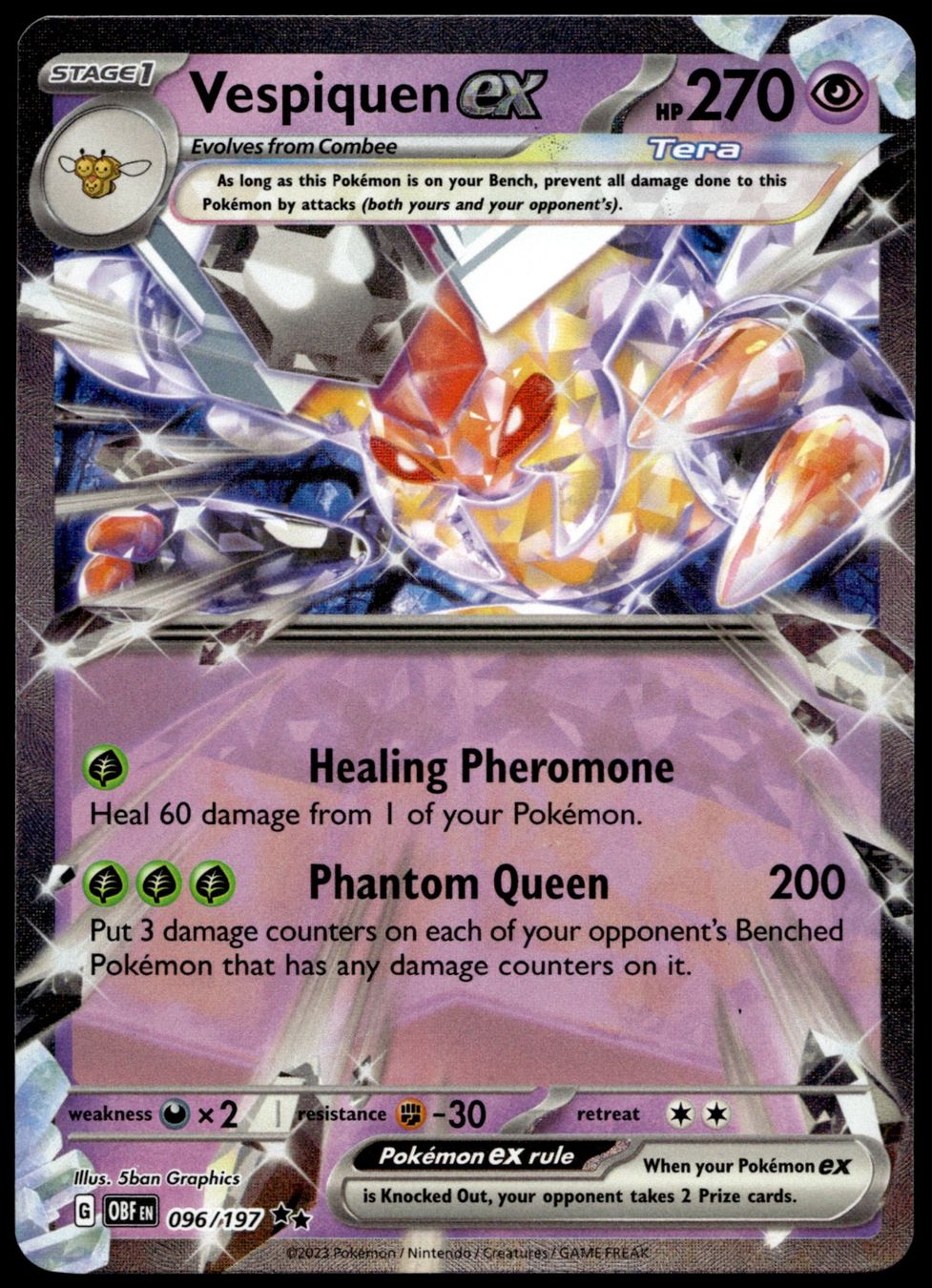 Vespiquen EX #096 Pokémon SV Obsidian Flames Double Rare Hol (Neu ...