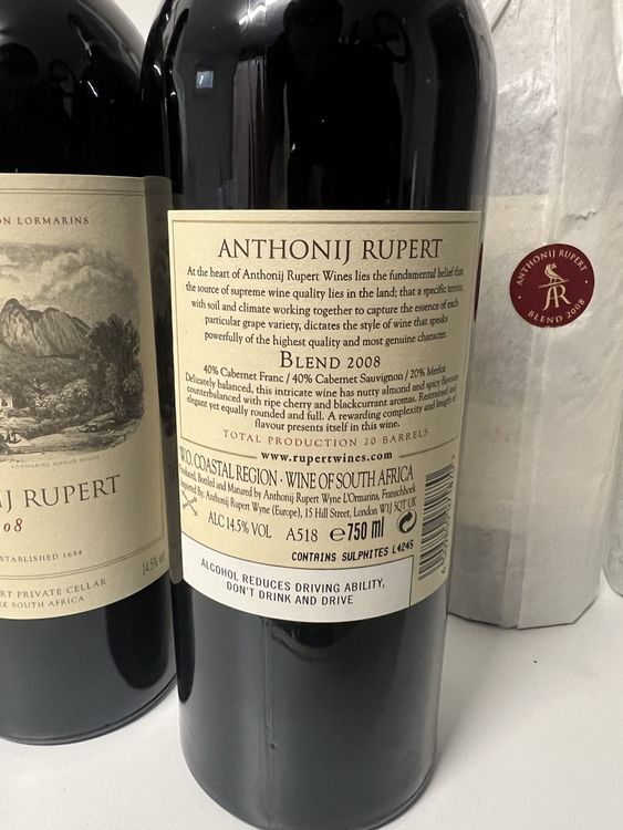 Anthonij Rupert Cabernet Sauvignon 2008 6 Flaschen | Comprare su Ricardo