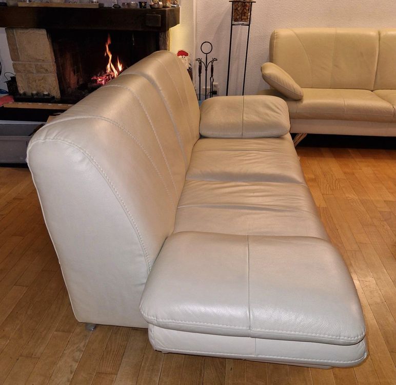 2er und 3er Leder Sofa mit Hocker | Kaufen auf Ricardo