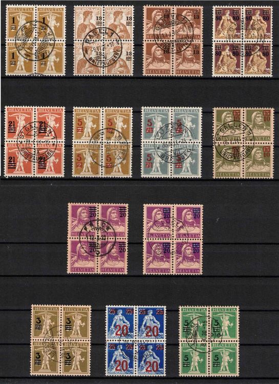 1915 Serie Aufbrauchsausgaben im 4er-Block ʘ, Kat.1'000.- (Neu (gemäss Beschreibung)) in Nuglar ...