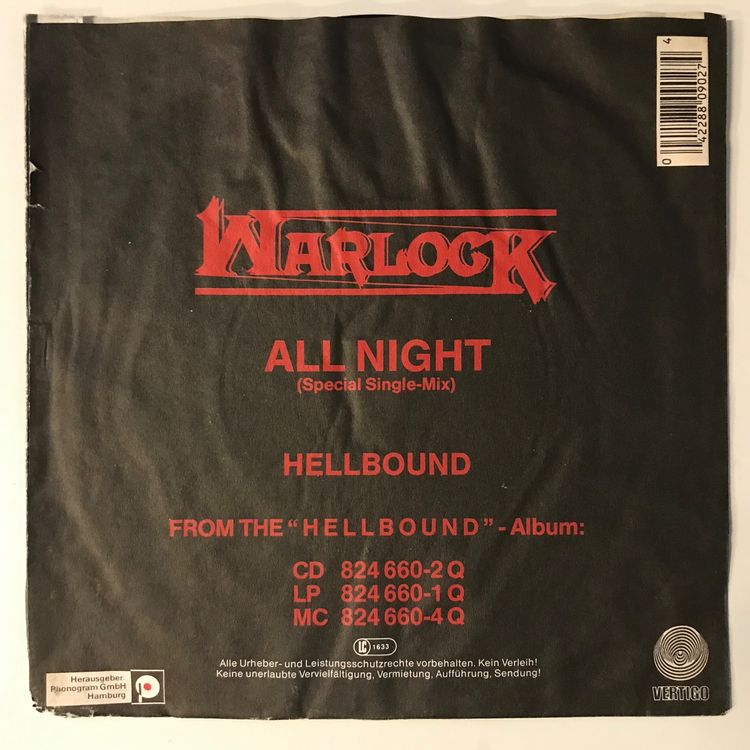 Warlock - All Night/Hellbound | Kaufen auf Ricardo