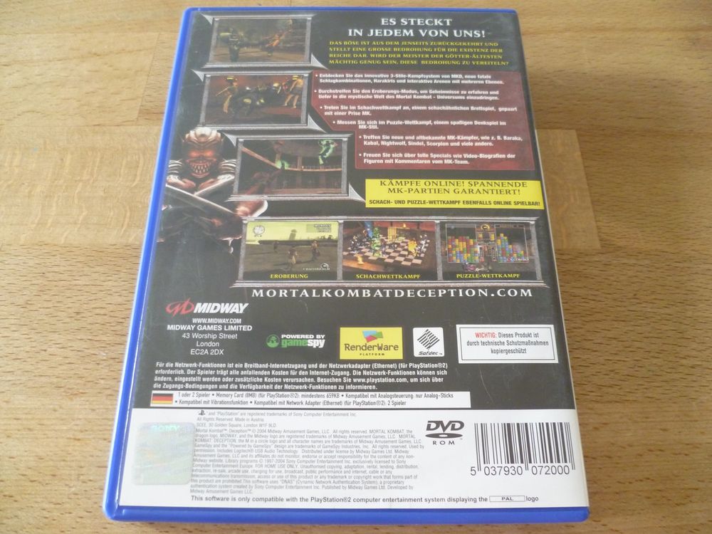 Mortal Kombat Deception - PlayStation 2 PS2 (Gebraucht) in Thalwil für ...