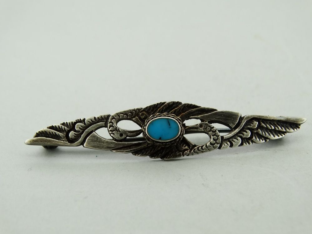Vintage Silber 925 Vogel Brosche mit Türkis Stein (Gebraucht) in ...