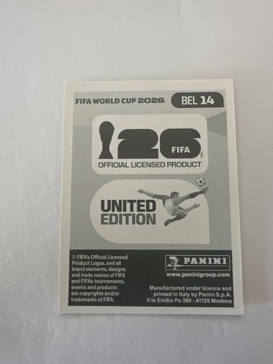Panini FIFA WM 2026 Sticker - BEL 14 (Gebraucht) in Sulz AG für CHF 0.6 ...