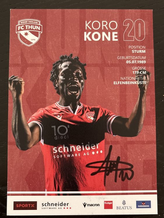 Signierte Autogrammkarte Koro Kone FC Thun, Selten! (Gebraucht) in ...