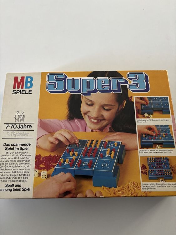 MB Super 3 Spiel Brettspiel 7-70 Jahre rarität familie game (Gebraucht ...