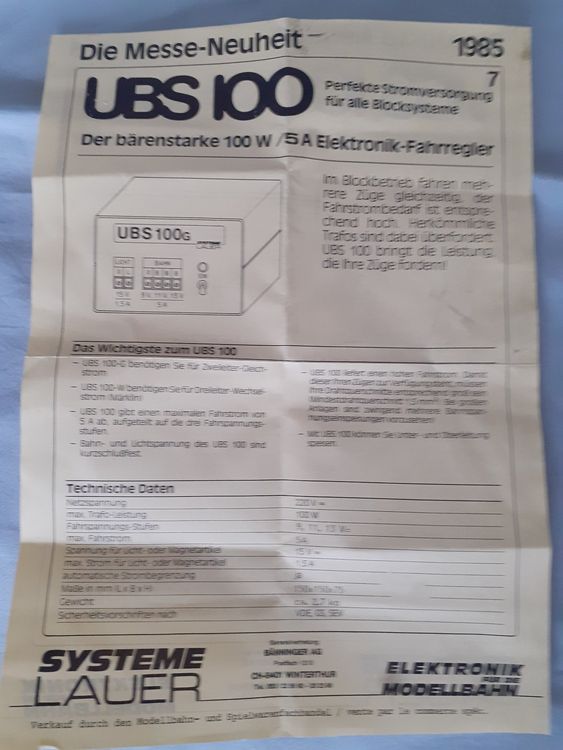 Lauer UBS 100 W: 5 A Elektronik-Fahrregler/Trafo (Neu (gemäss ...