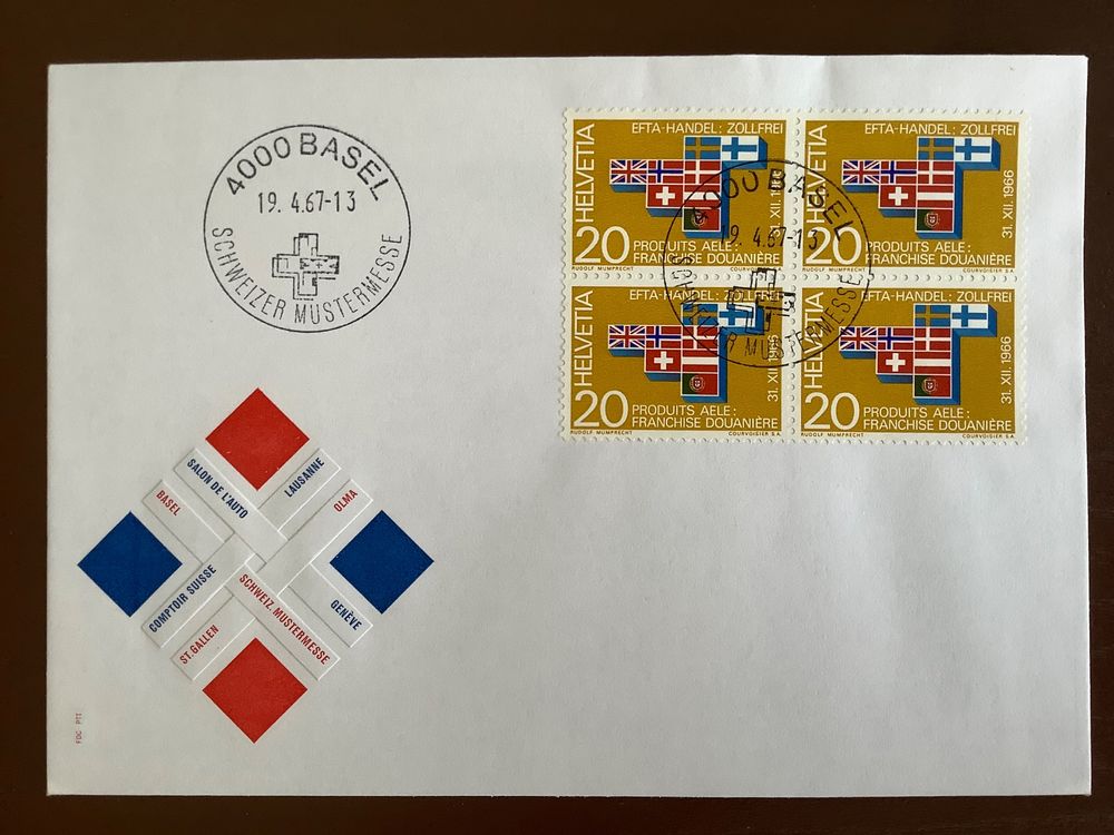 Belege Basel Mustermesse 1967 4-er Block EFTA Sonderstempel | Kaufen auf Ricardo