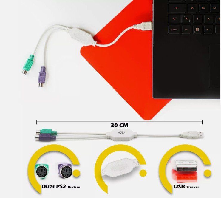 Adapter für Maus Tastatur USB auf PS2 Konverter Kabel (Gebraucht) in ...