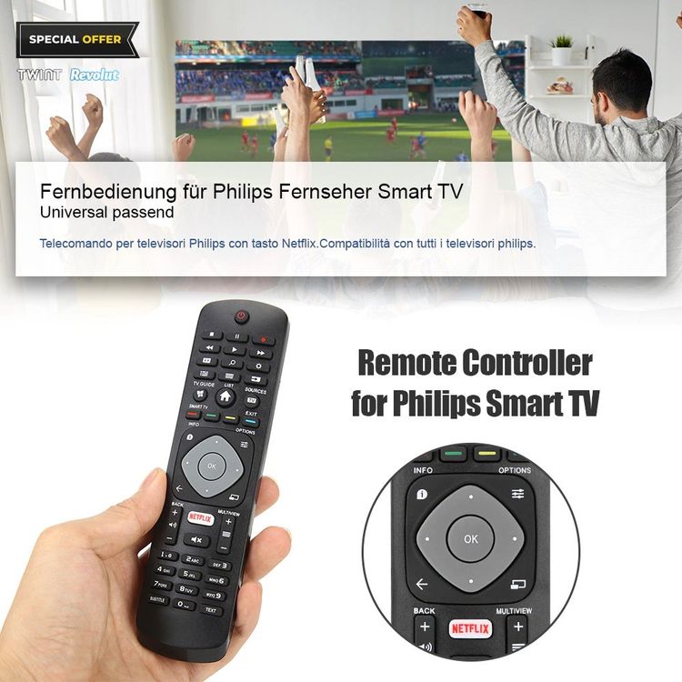 Fernbedienung Philips Fernseher TV Smart Universal Netflix (Neu (gemäss Beschreibung)) in ...