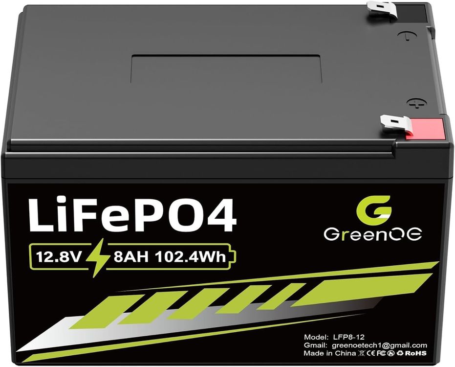 12V 8Ah 102Wh LiFePO4 Batterie BMS Solar Camper Gartenhaus (Neu und ...