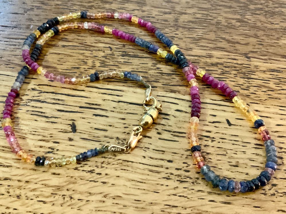 VINTAGE COLLLER BUNTE EDELSTEINE, SCHLIESSE GOLD 585, TOP (Gebraucht ...