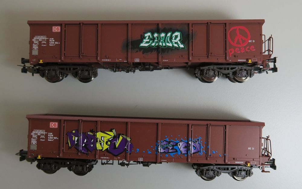 Piko 58392 offenes Güterwagen-Set der DB-AG mit Graffiti (Neu und ...