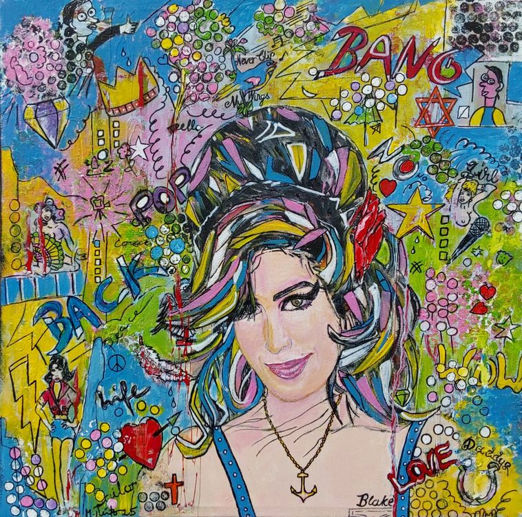 Gemälde Pop Art Amy Winehouse Künstler: Manuela Reitz (Neu (gemäss ...