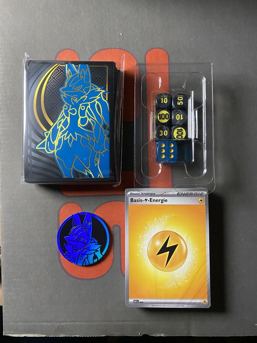 Pokemon Mega Evolution Lucario Sleeves, Coin, Dices, Energy (Neu und ...