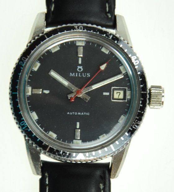 Milus Automatic Herren Armbanduhr mit Datum, Schwarz, läuft (Gebraucht ...