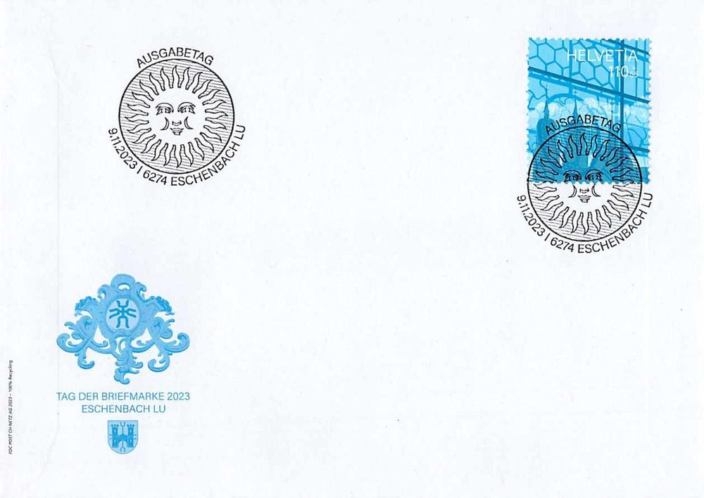 FDC Eschenbach BLOCKAUSSCHNITT 2023 mit Halbmond-O (Gebraucht) in Lufingen für CHF 6 – mit ...