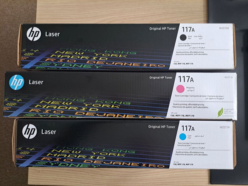 3 Original HP W2071A / 117A Toner (schwarz/cyan/magenta) (Neu und ...