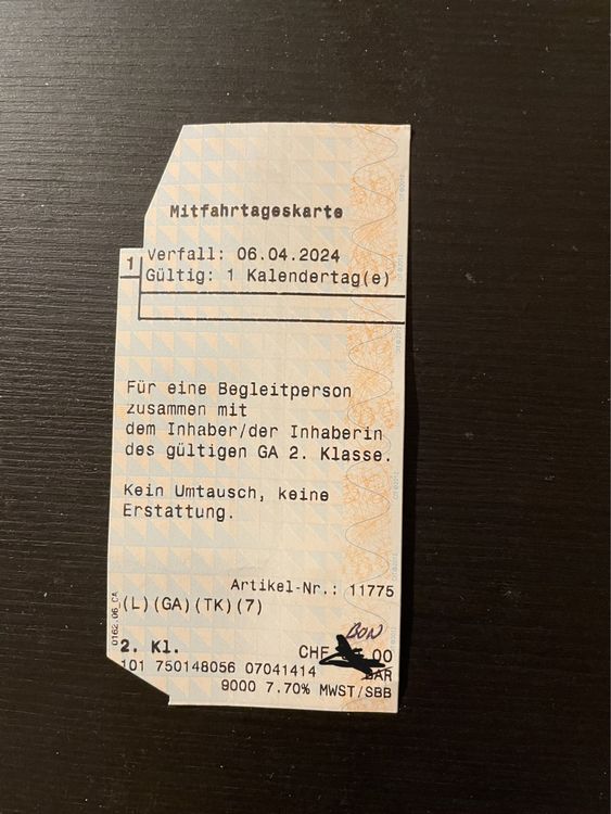SBB Mitfahrtageskarte GA | Kaufen auf Ricardo