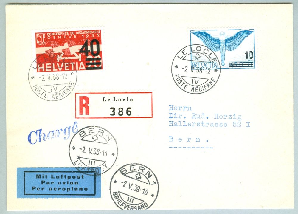 1938 Schweiz Flugpost RF (Gebraucht) in Zürich für CHF 150 – mit Lieferung auf Ricardo kaufen