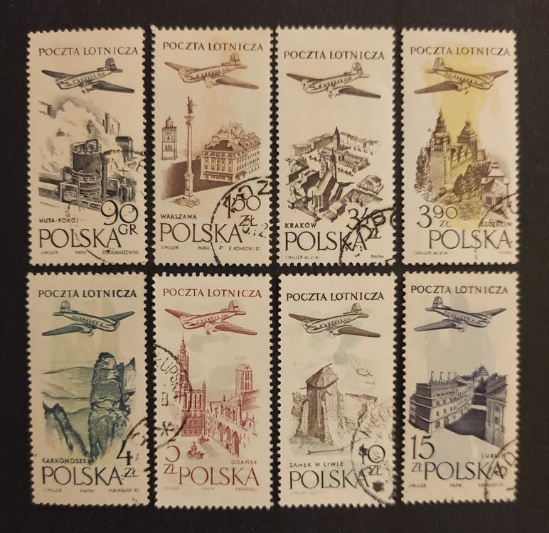 Polen 1957-58, Flugpost, LoT gestempelt (Gebraucht) in Wil SG für CHF 1 ...