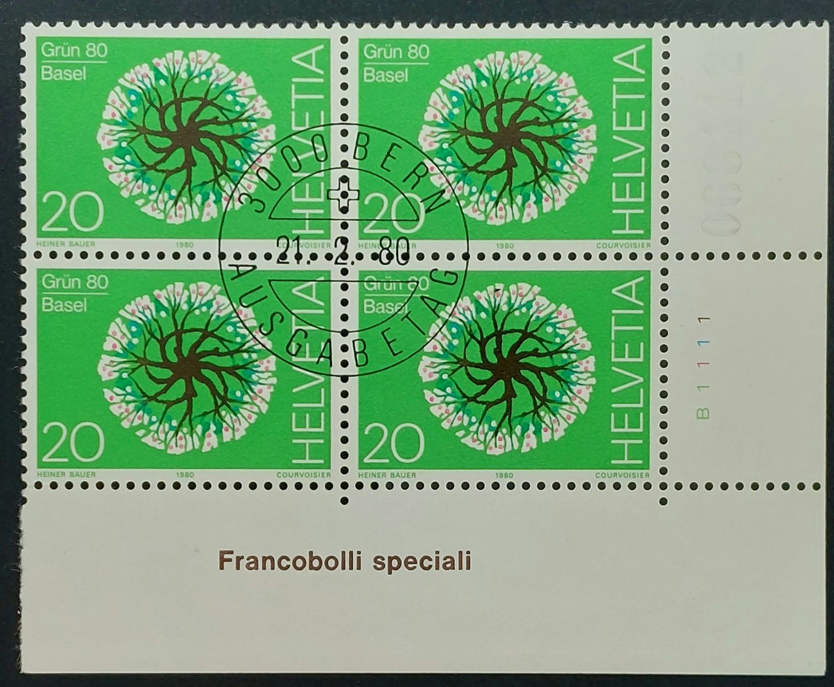 1980 Werbemarken 4er Block 636 ʘ ET Stempel, gummiert (Neu (gemäss ...