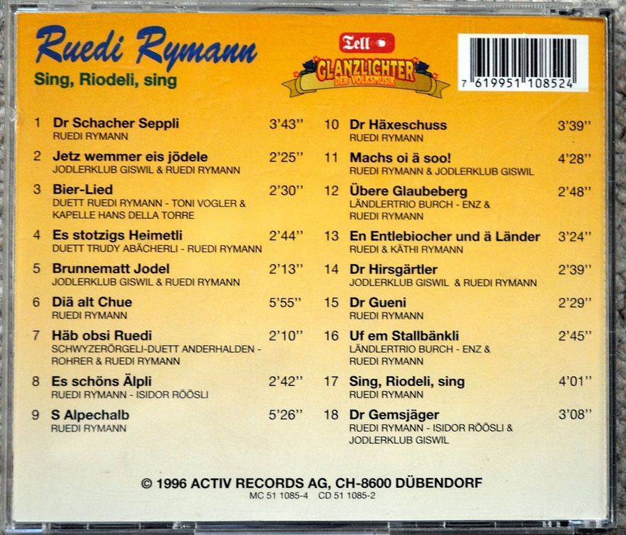 Ruedi Rymann - Sing, Riodeli, sing (Gebraucht) in Unterseen für CHF 6 ...