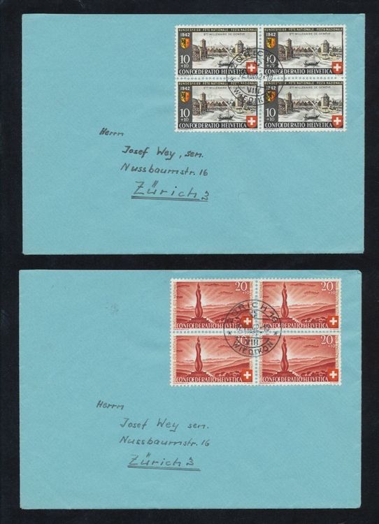 Satzbrief Pro Patria 1942 Viererblock (Gebraucht) in Schnottwil für CHF 20 – mit Lieferung auf ...