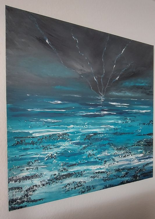 Gemälde Sturm am Meer von mir selbstgemalt 80×80 | Kaufen auf Ricardo