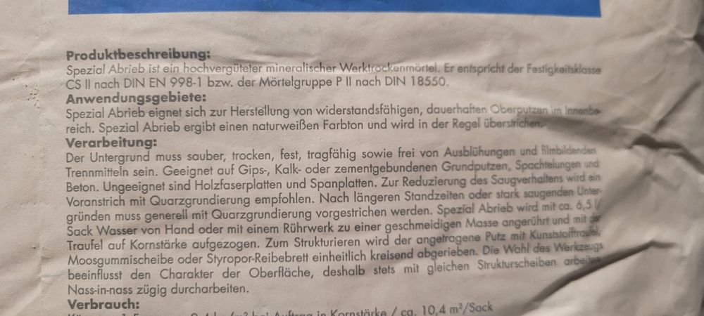 Abrieb 1.5 mm Innen KombiTherm Spezial 25kg Sack (Neu und ...