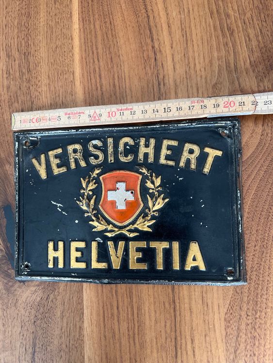 Antike Blechschild versichert HELVETIA (Gebraucht) in Zug für CHF 115 ...