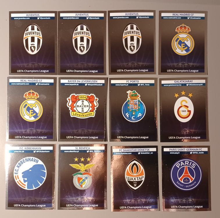 12x Panini UEFA CL Wappen Logo Stickers Real Juve Paris etc. | Kaufen ...
