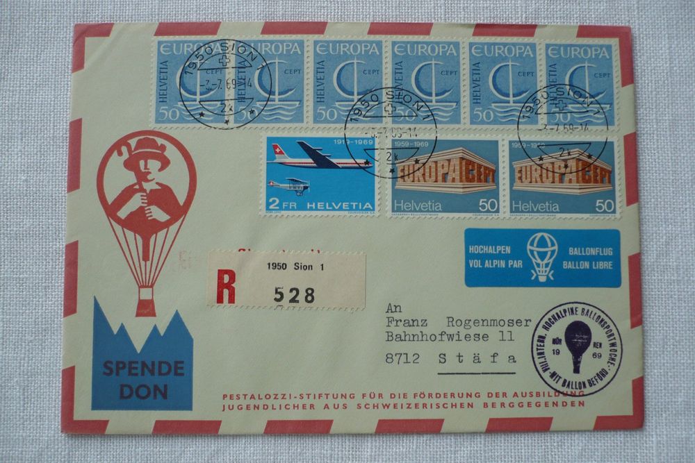 1969 Ballonfahrt z. G. Pestalozzistiftung, Sion (Gebraucht) in Zürich ...