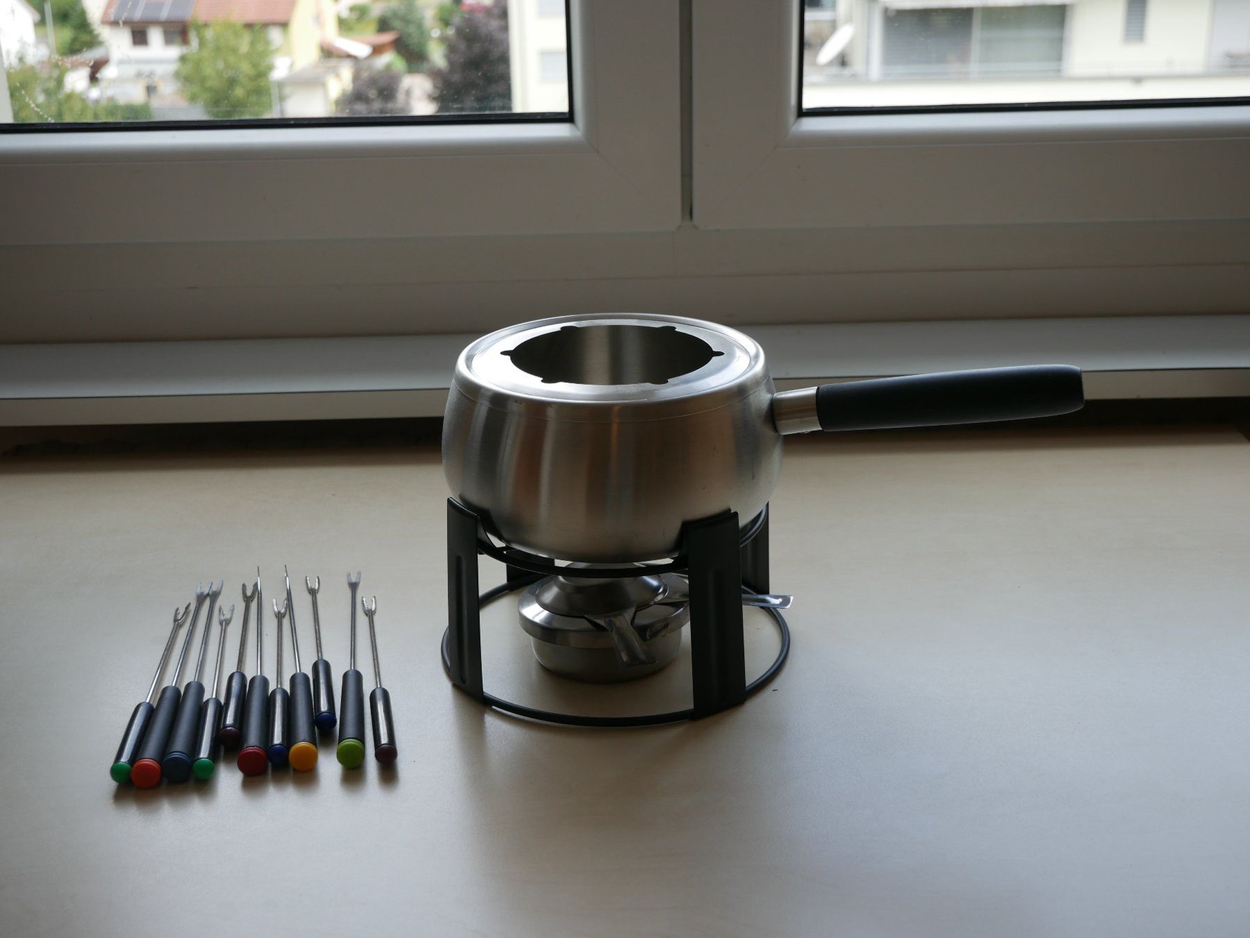 Schokolade-Fondue Set, Edelstahl, mit 11 Gabeln-Winterspass (Neu ...