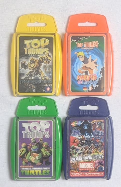 4er Set TOP TRUMPS QUARTETT - Naruto - Marvel - Turtles (Gebraucht) in ...