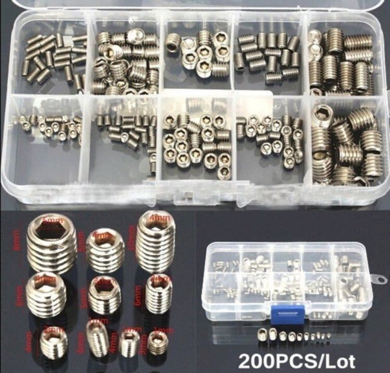 % Aktion ab Fr. 1.- %Box à 200 Madenschrauben Inbusset M3-M8 (Neu und ...