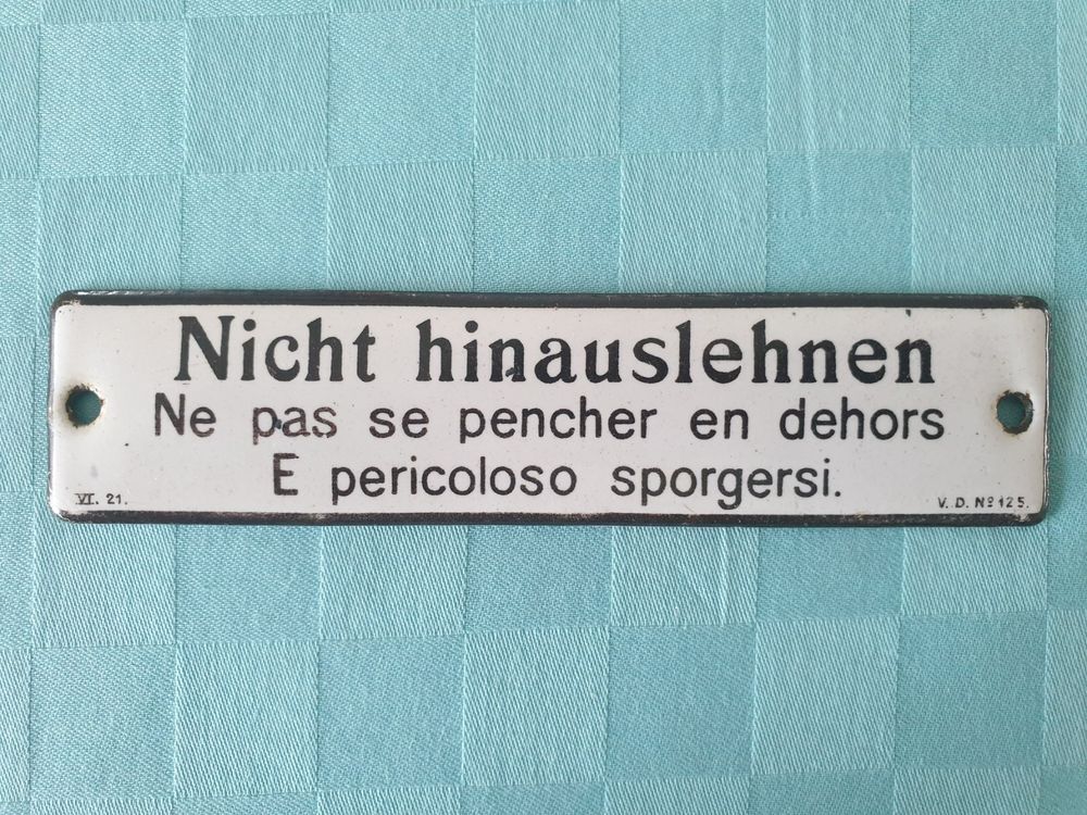 altes Email Schild Zug SBB Wagen Nicht hinauslehnen (Gebraucht) in ...
