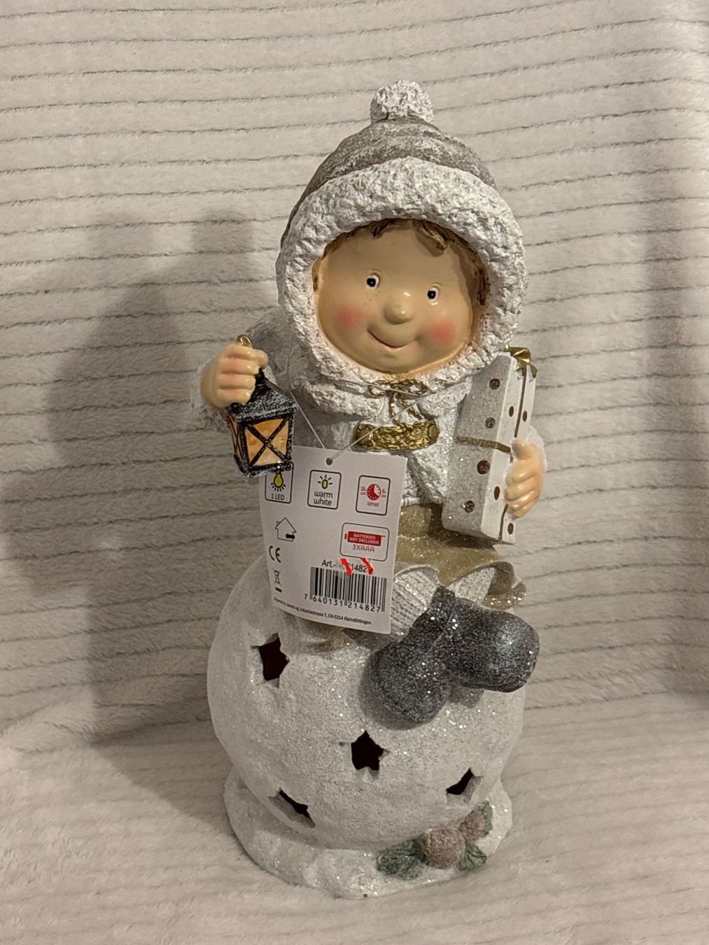 Winterkind mit LED-Laterne, Dekofigur für die Festtage 32cm (Neu und originalverpackt) in ...