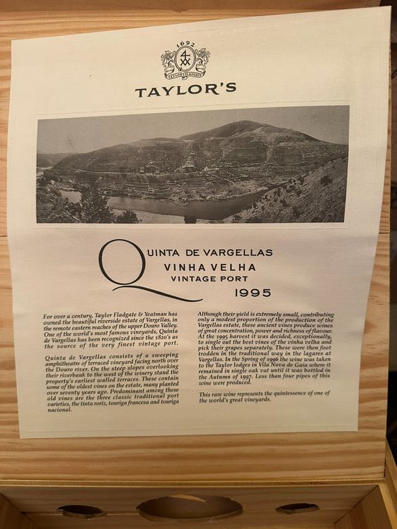 Taylor Fladgate Vargellas Vinha Velha Vintage Port 1995 (Neu und ...