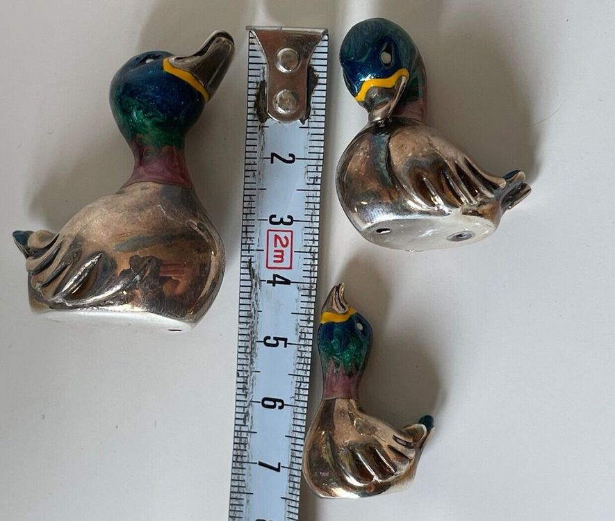 2.6 Oz Silber, Silver Sterling 925 farbig emaillierte Enten (Gebraucht ...