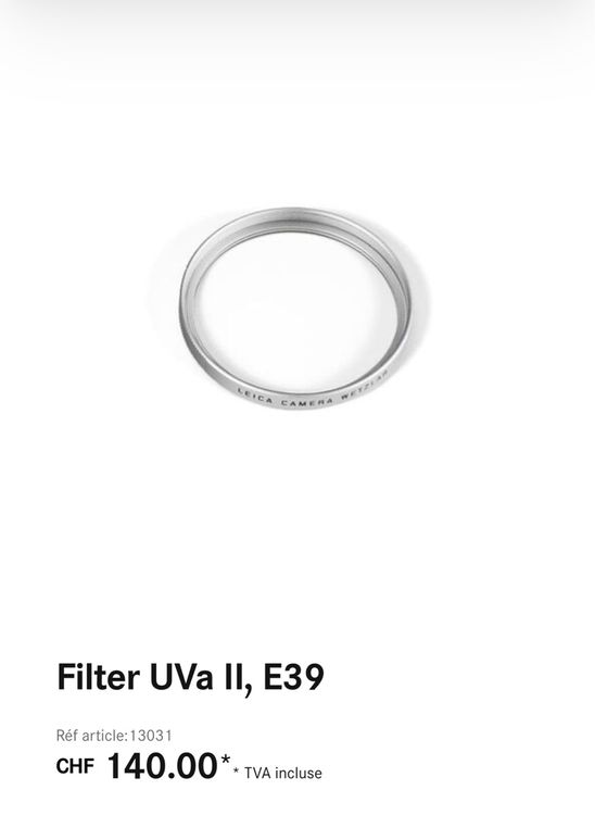 LEICA Filter UVa II, E39 ref:13031 (Gebraucht) in für CHF 51 – mit ...